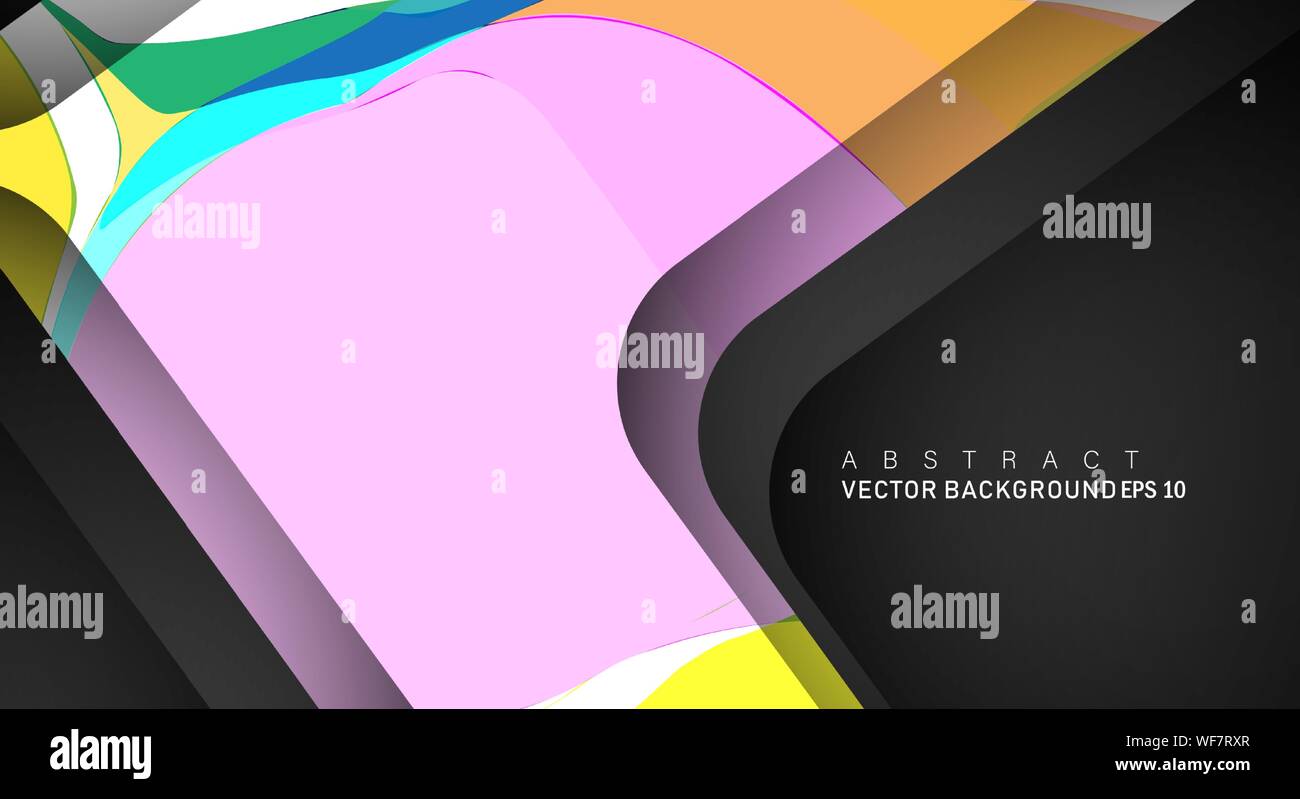Colorful geometric vector backgrounds that overlap layers on black ...