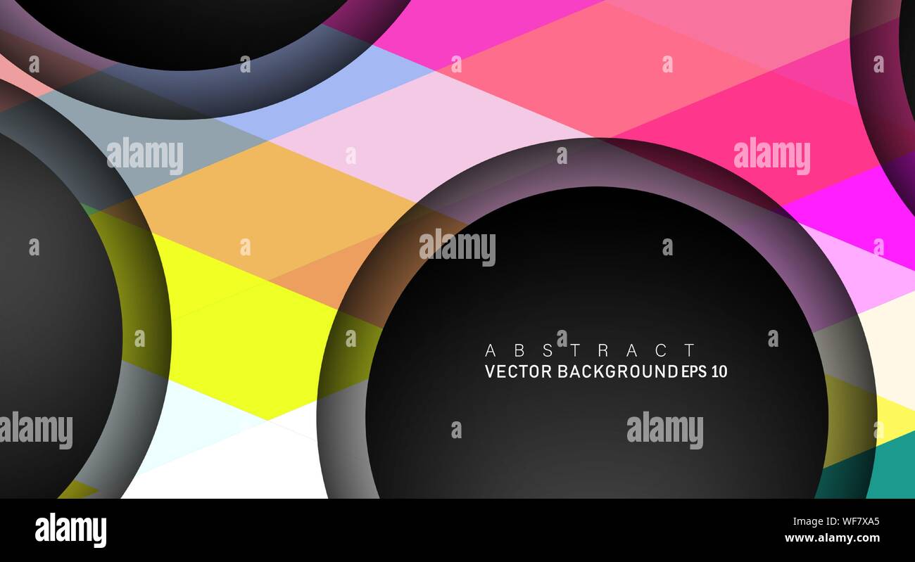 Colorful geometric vector backgrounds that overlap layers on black ...