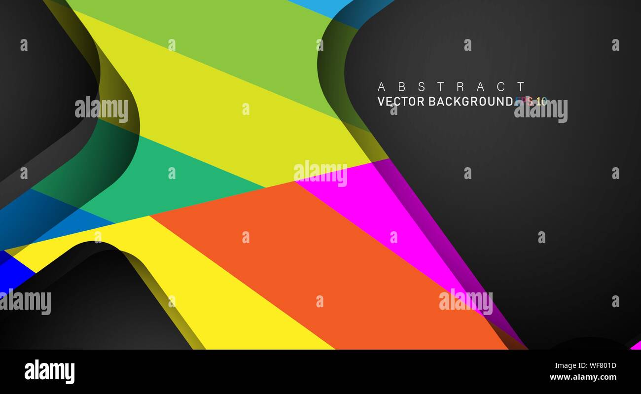 Colorful geometric vector backgrounds that overlap layers on black ...