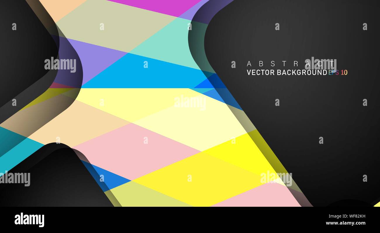 Colorful geometric vector backgrounds that overlap layers on black ...