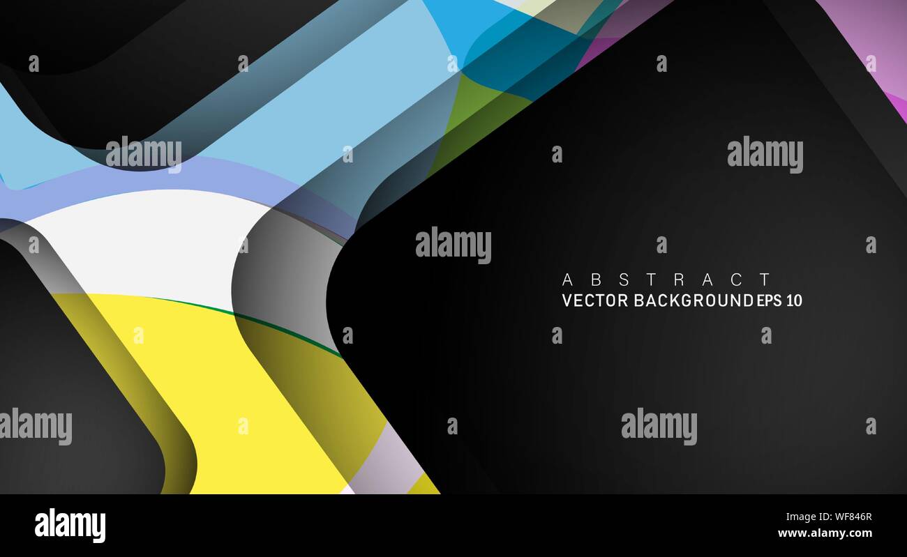 Colorful geometric vector backgrounds that overlap layers on black ...