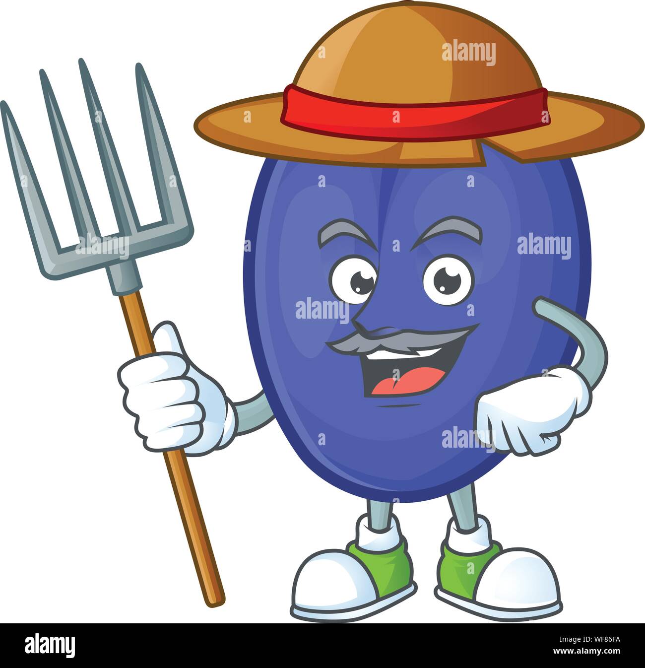 Farmer fruit prunes cartoon on white background Stock Vector Image ...