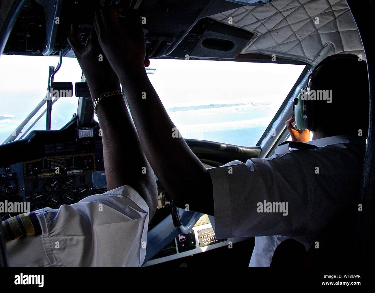 Interior View Cockpit Airplane Flying High Resolution Stock Photography ...