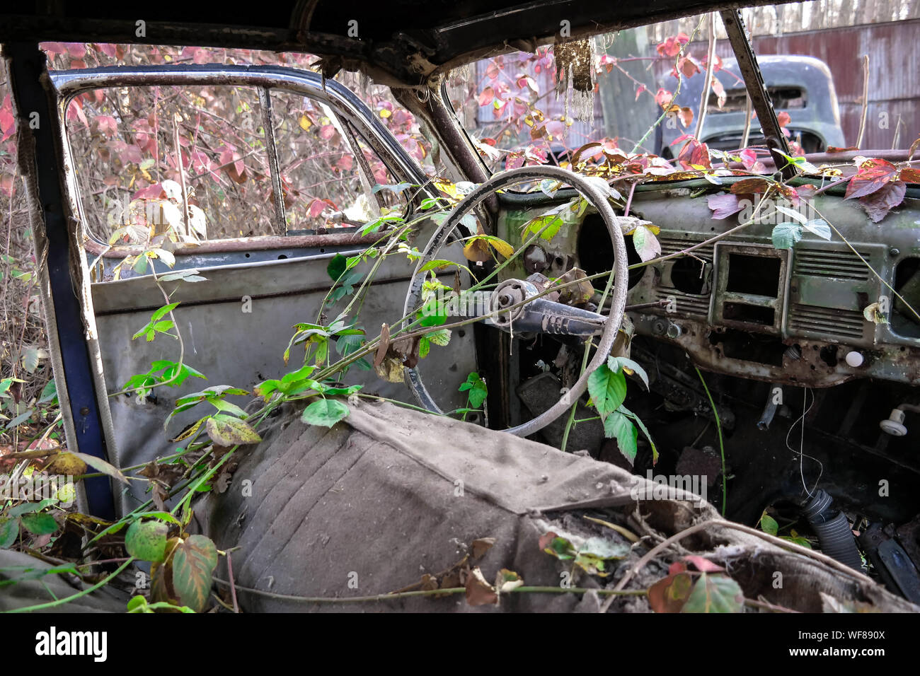 Old broken car interior hi-res stock photography and images - Alamy