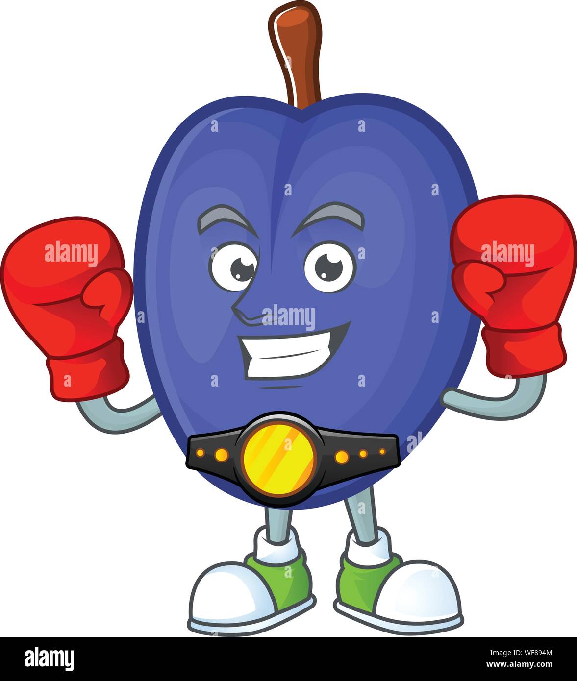 Boxing fruit prunes cartoon on white background Stock Vector Image ...