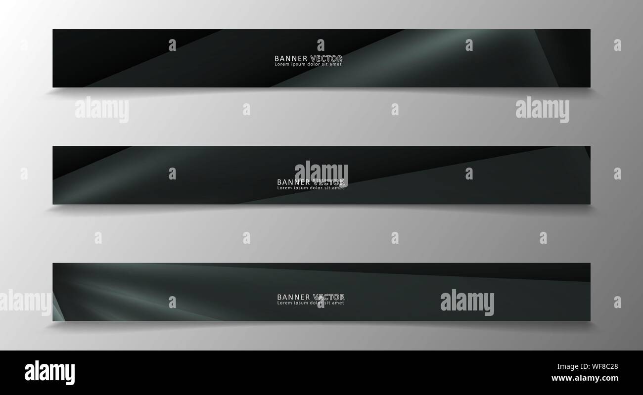 Banner collection, vector background with glowing neon gray stripes in ...