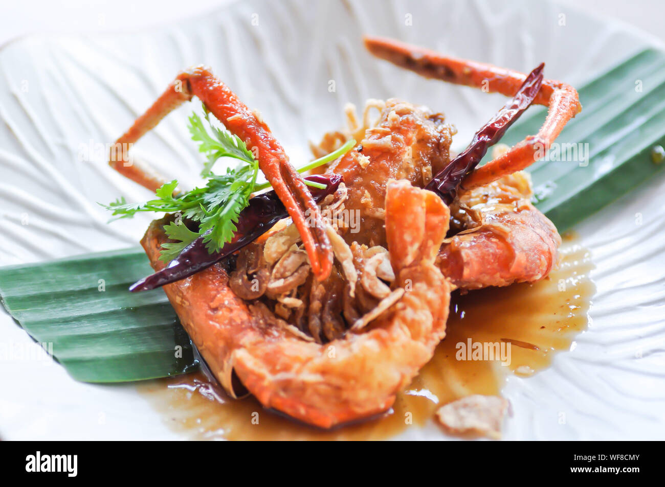deep fried shrimp or deep fried prawn with tamarind sauce, Thai food ...