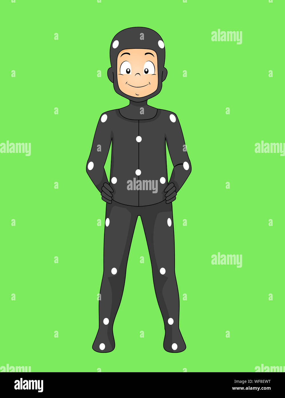 Illustration of a Kid Boy Wearing Tracking Markers Or Motion Capture ...
