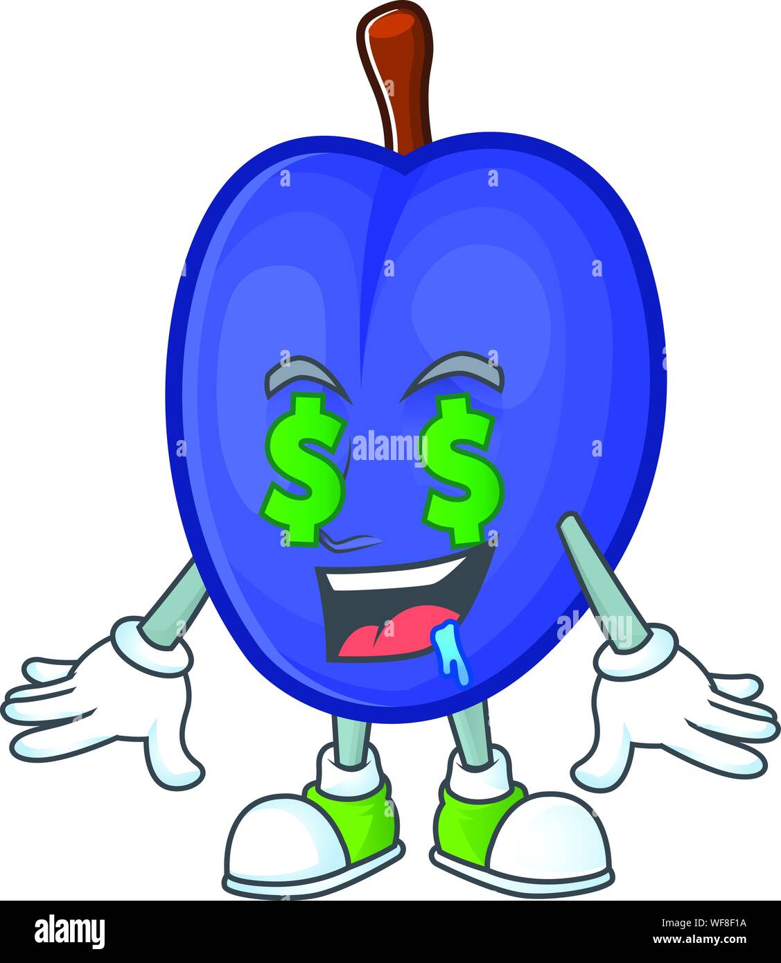 Money eye fruits prune character on white background Stock Vector Image ...