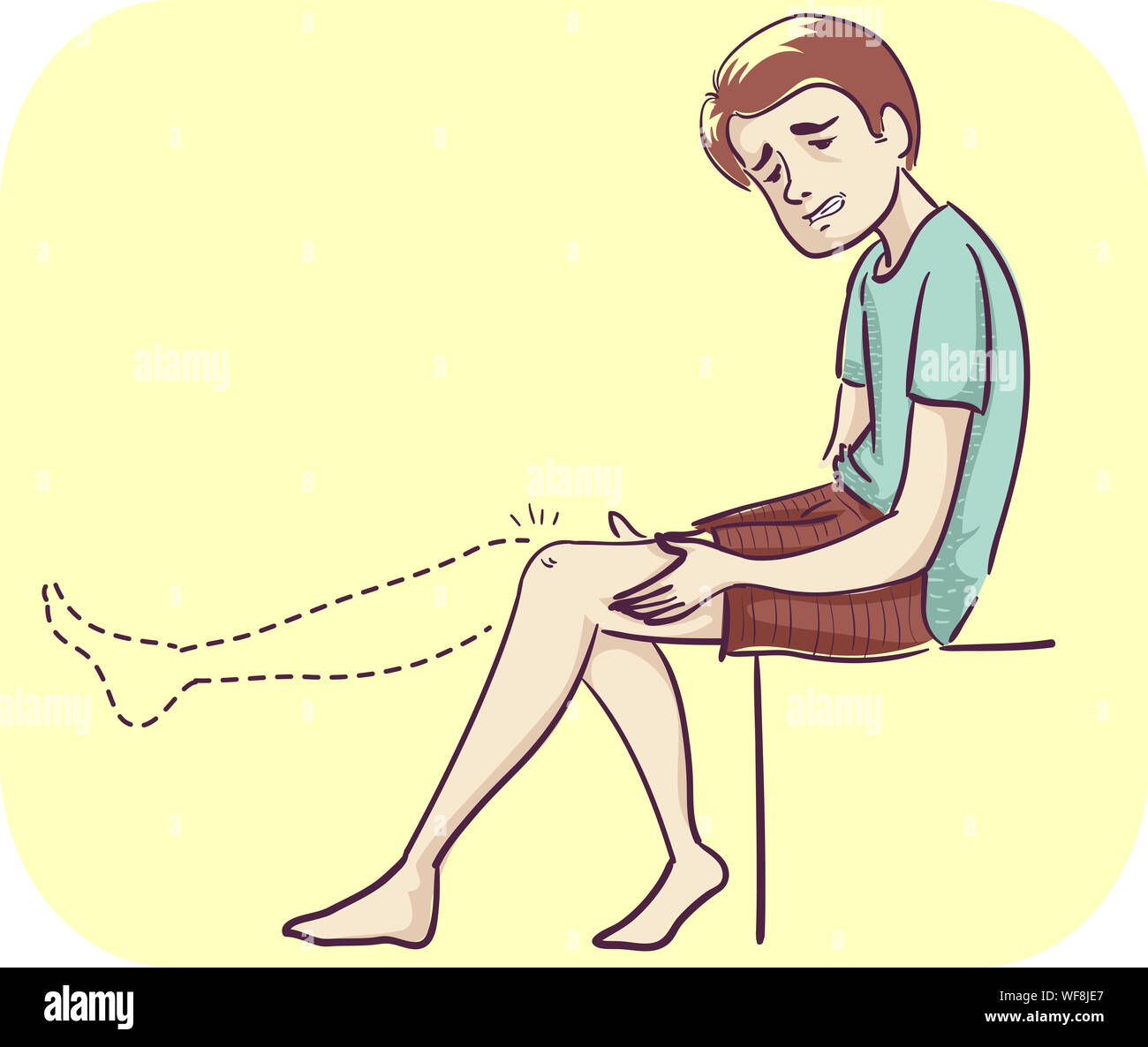 Illustration of a Man with Joint Pain, Holding His Thigh with Limited ...