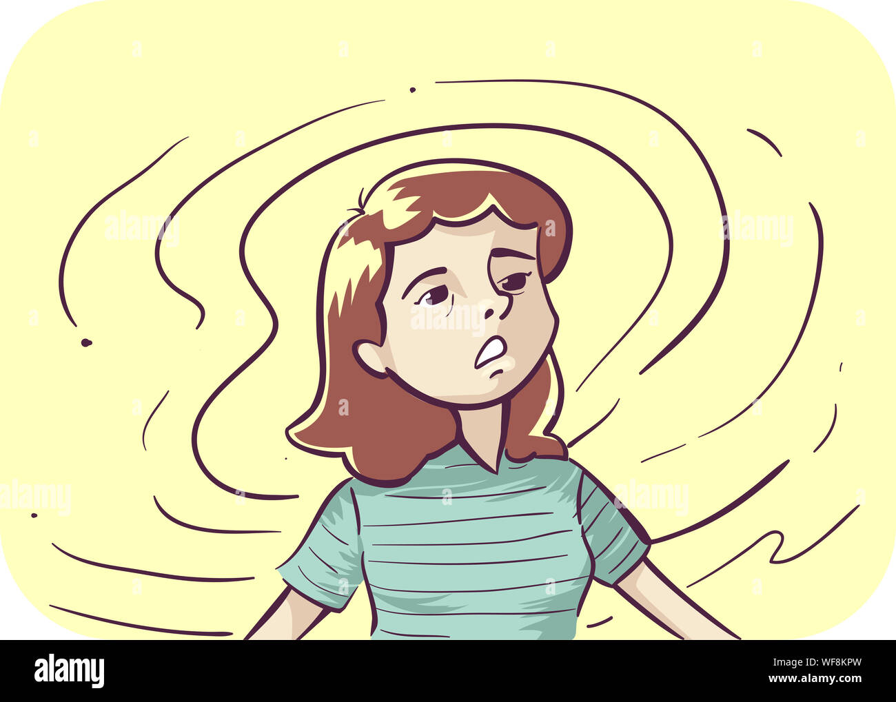 Illustration of a Girl Feeling Vertigo with the World Around Her ...