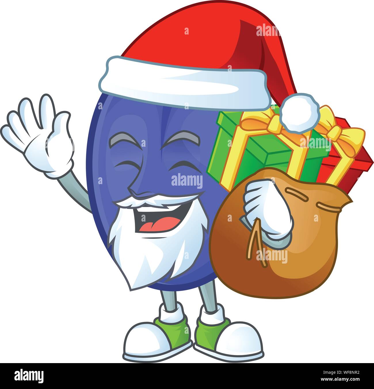 Santa with gift fruits prune character on white background Stock Vector ...