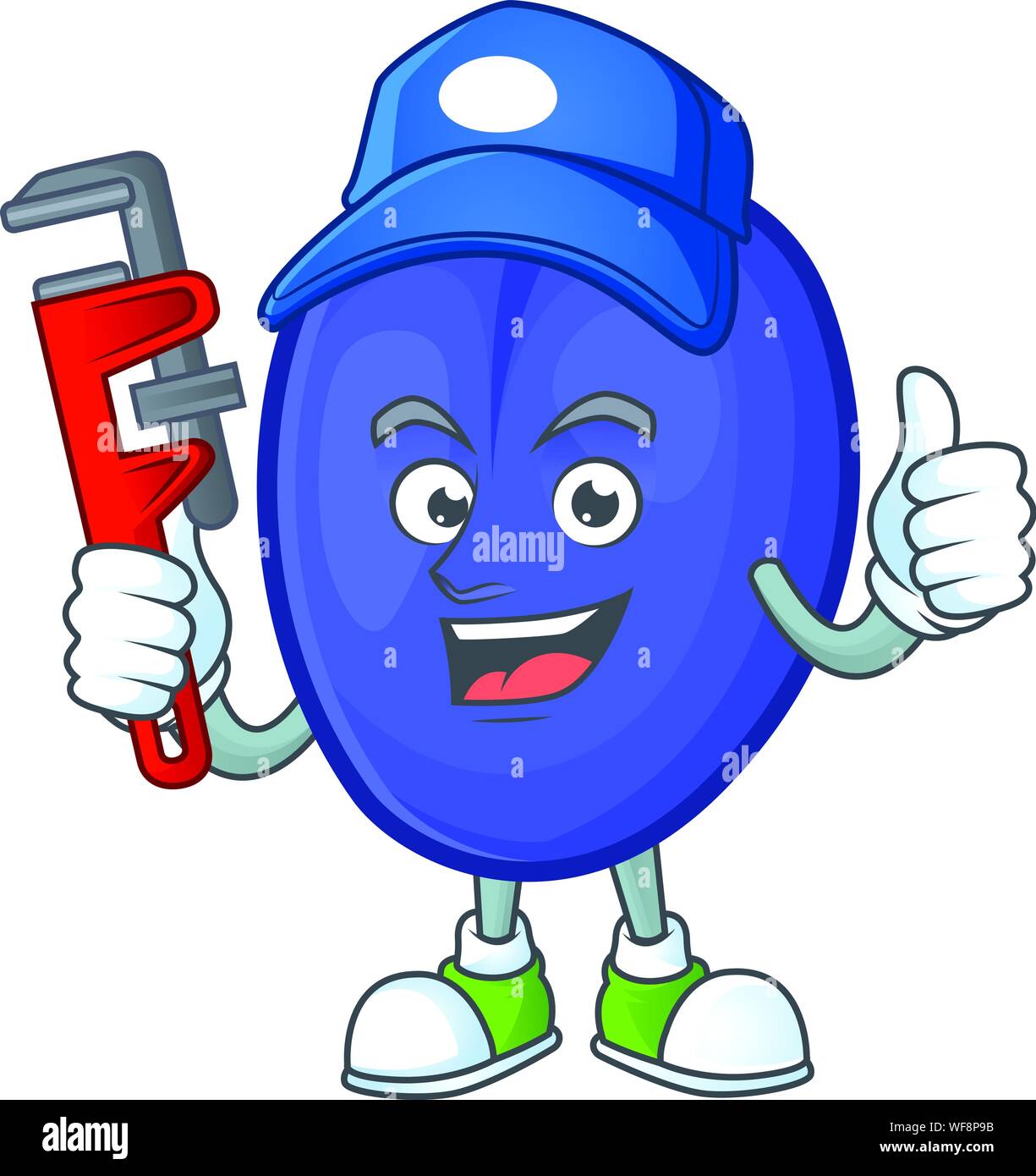 Plumber fruits prune character on white background Stock Vector Image ...