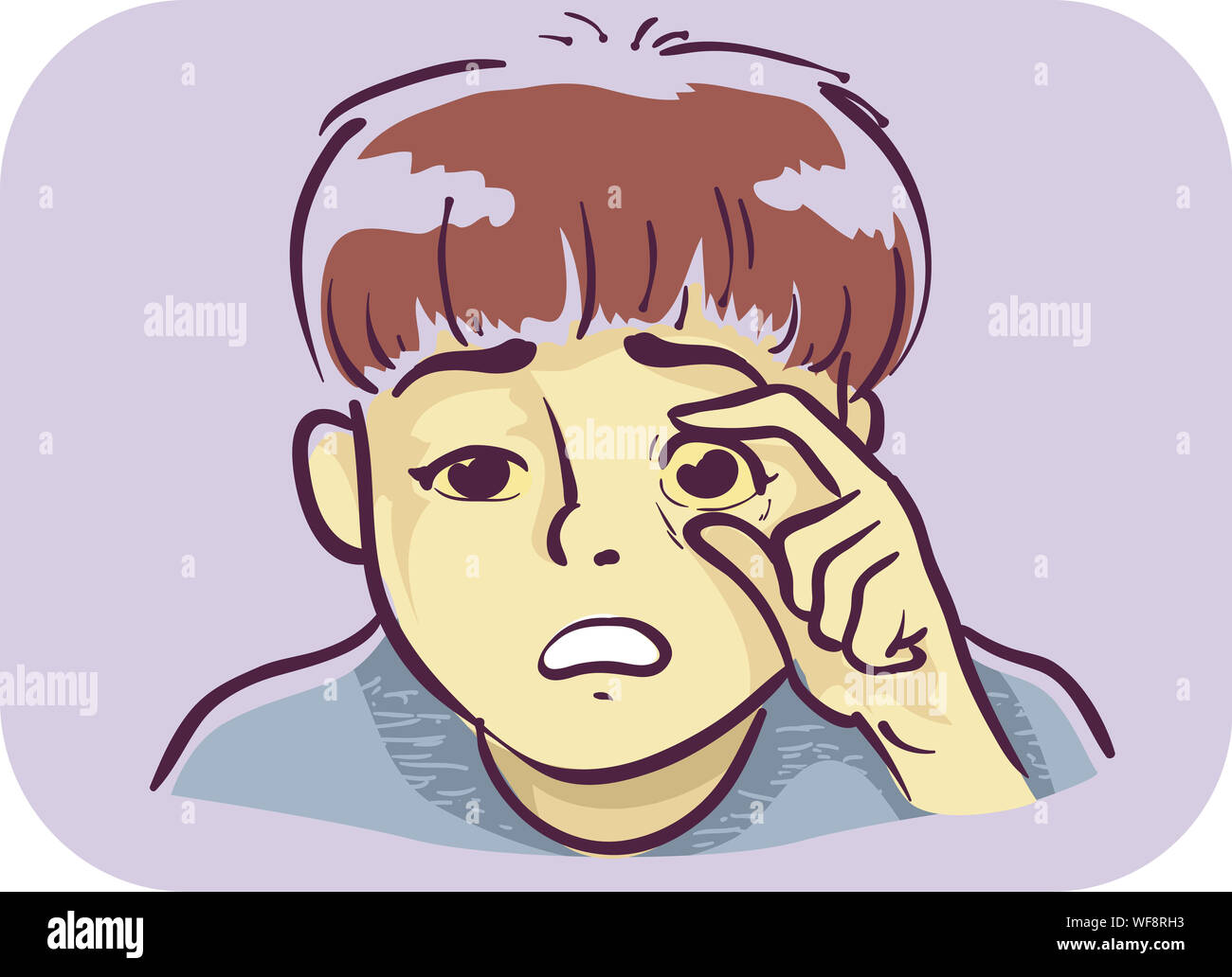 Illustration of a Teenage Guy with Yellow Skin and Eyes Stock Photo - Alamy