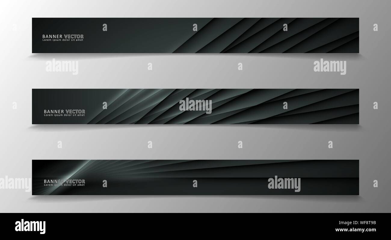 Banner collection, vector background with glowing neon gray stripes in ...