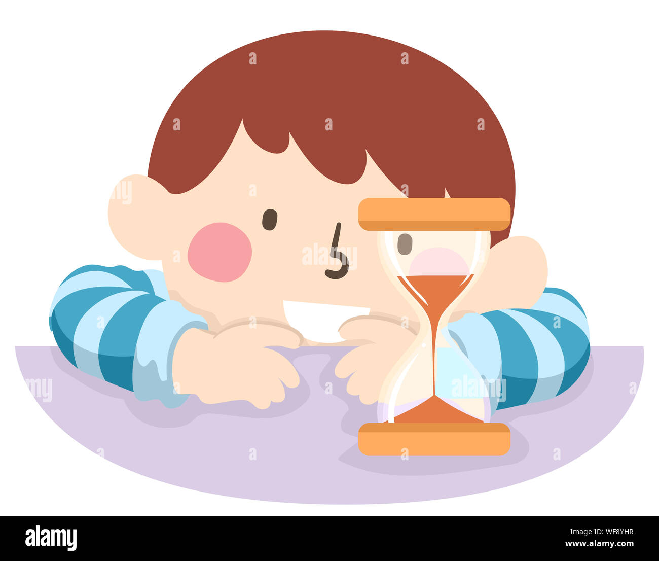 Illustration of a Kid Boy Looking at an Hour Glass Stock Photo - Alamy