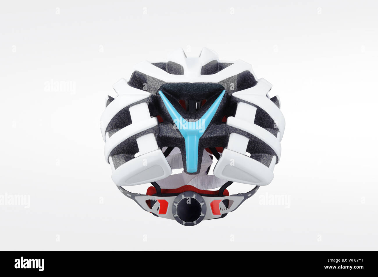 White bicycle helmet isolated on white background. Back view Stock ...