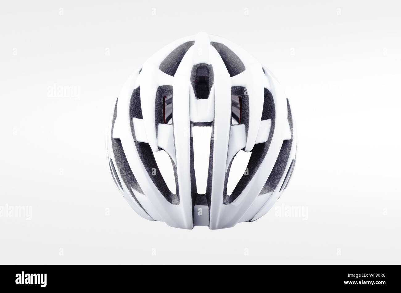 White bicycle helmet isolated on white background. Back view Stock ...