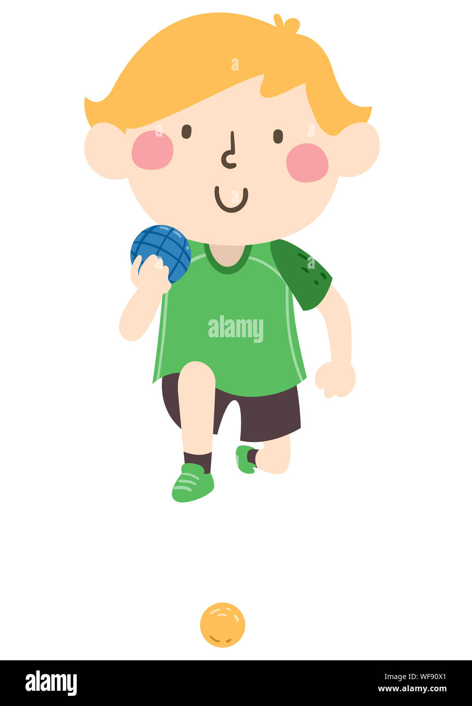 Illustration of a Kid Boy Holding Ball Playing Bocce Stock Photo - Alamy