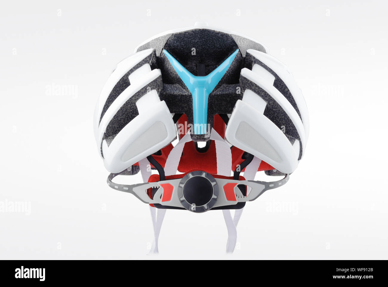 White bicycle helmet isolated on white background. Back view Stock ...