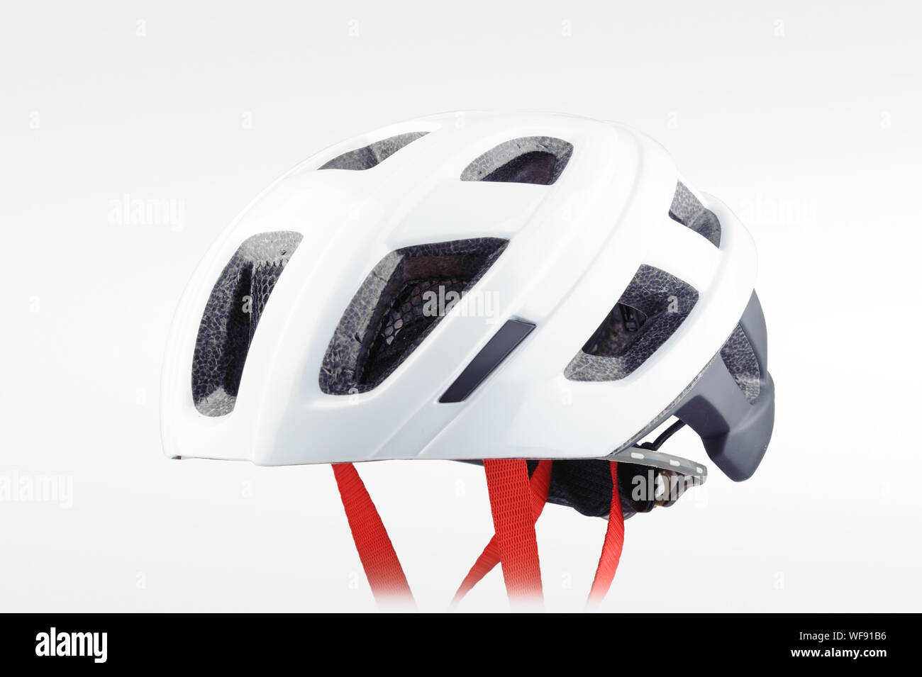 White bicycle helmet isolated on white background Stock Photo - Alamy