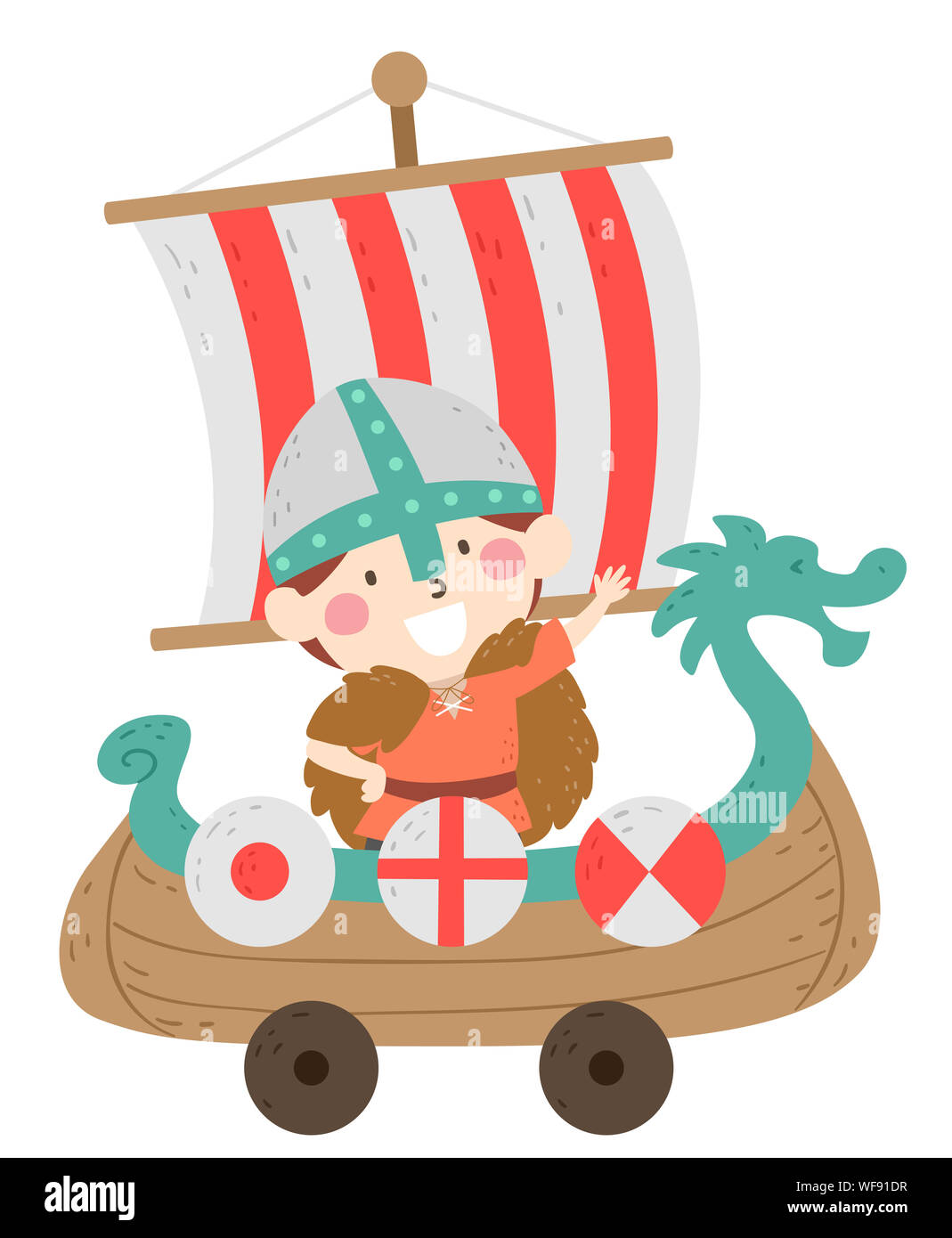 Illustration of a Kid Boy Waving and Wearing Viking Costume During ...