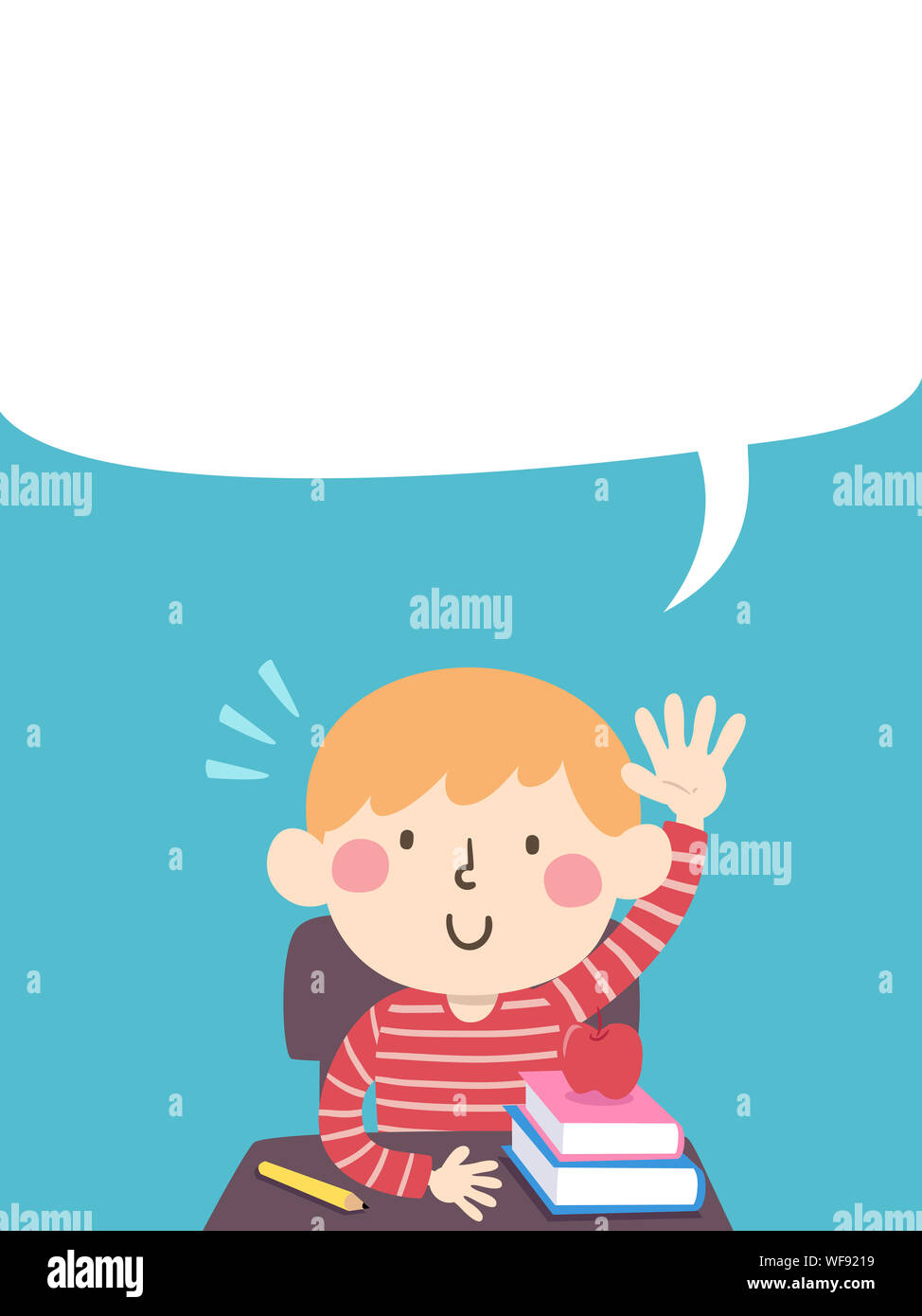 Cartoon school boy raising hand hi-res stock photography and images - Alamy