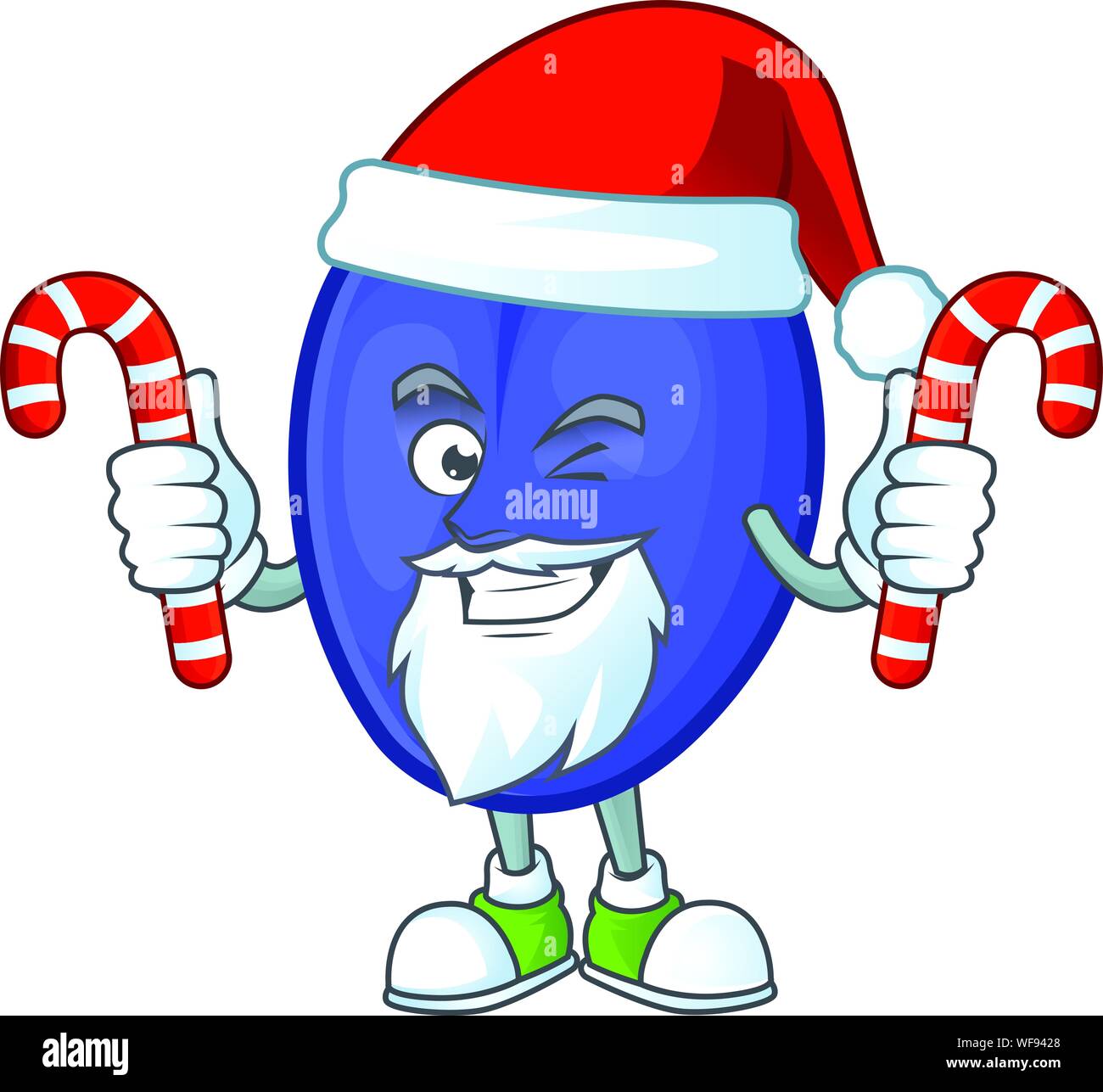 Santa with candy fruits prune character on white background Stock ...