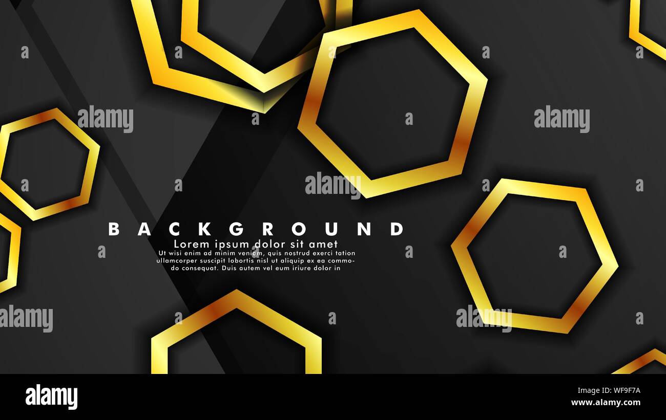 Vector background design that overlaps with hexagon gold color ...
