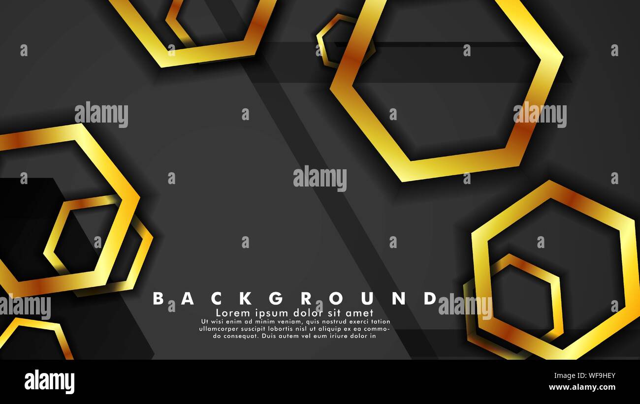 Vector background design that overlaps with hexagon gold color ...