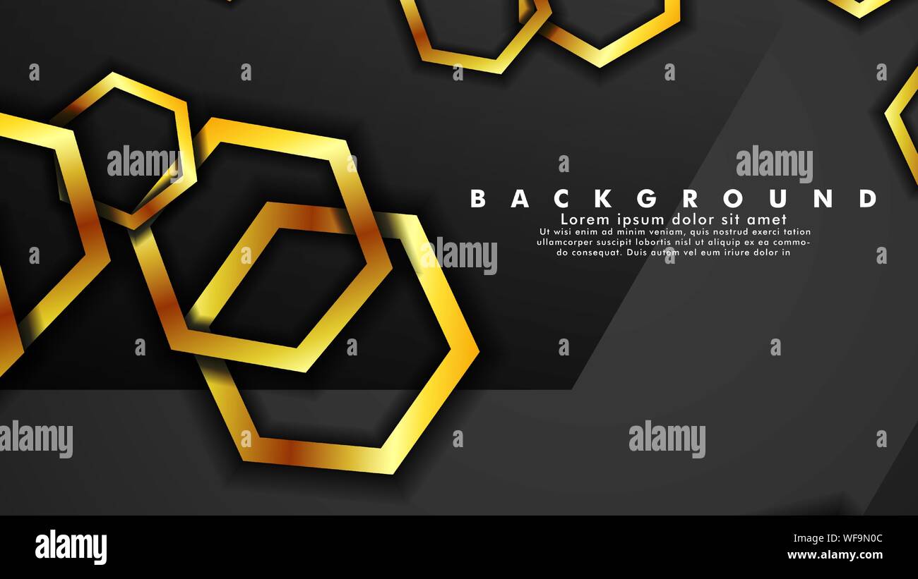 Vector background design that overlaps with hexagon gold color ...