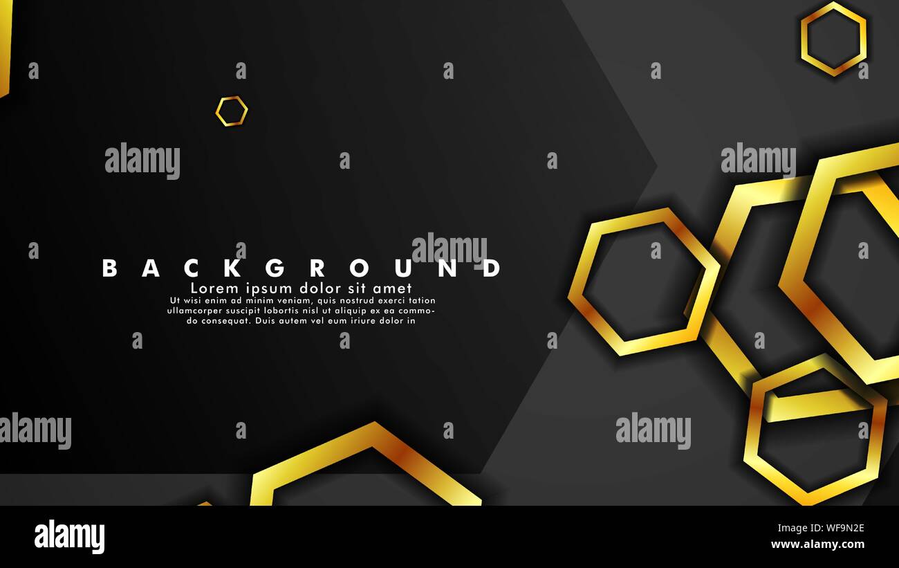 Vector background design that overlaps with hexagon gold color ...