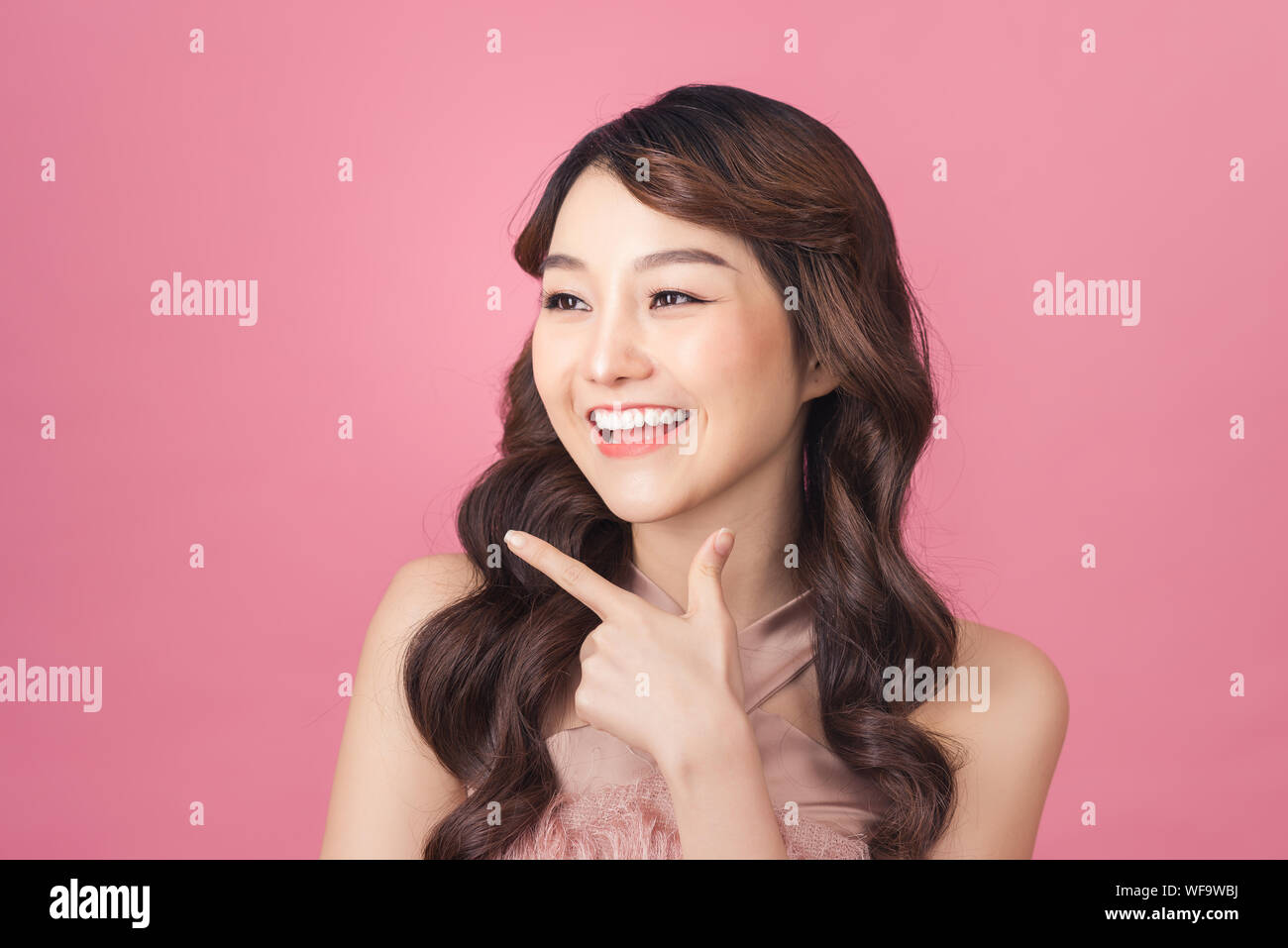 Close-up photo portrait of nice sweet lovely dream dreamy with whit ...