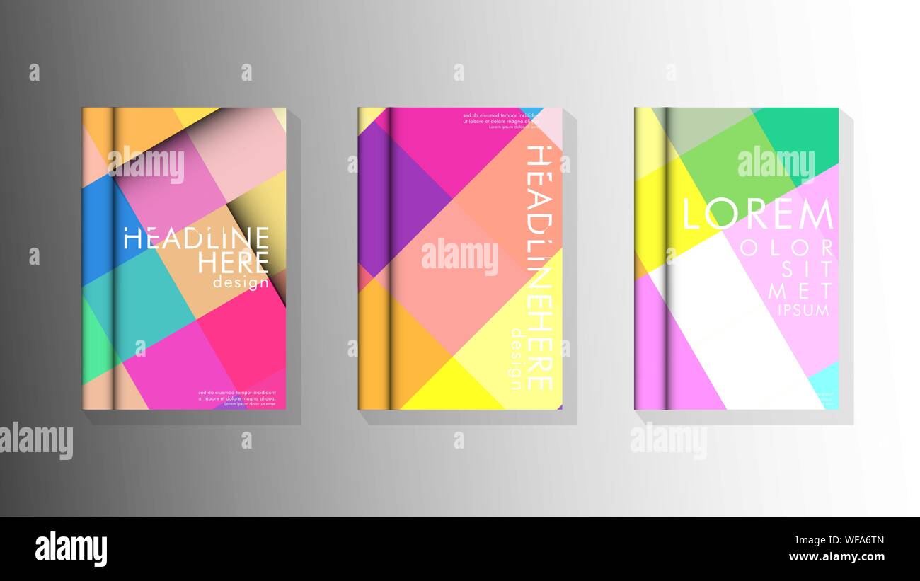 Vector collection book with colorful background shapes. printing design ...