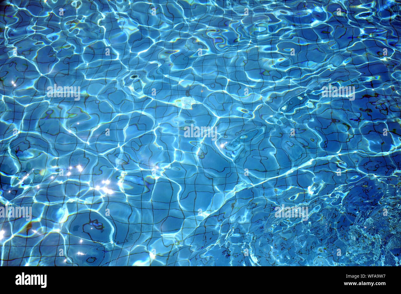 Swimming pool bottom caustics ripple and flow with waves background ...