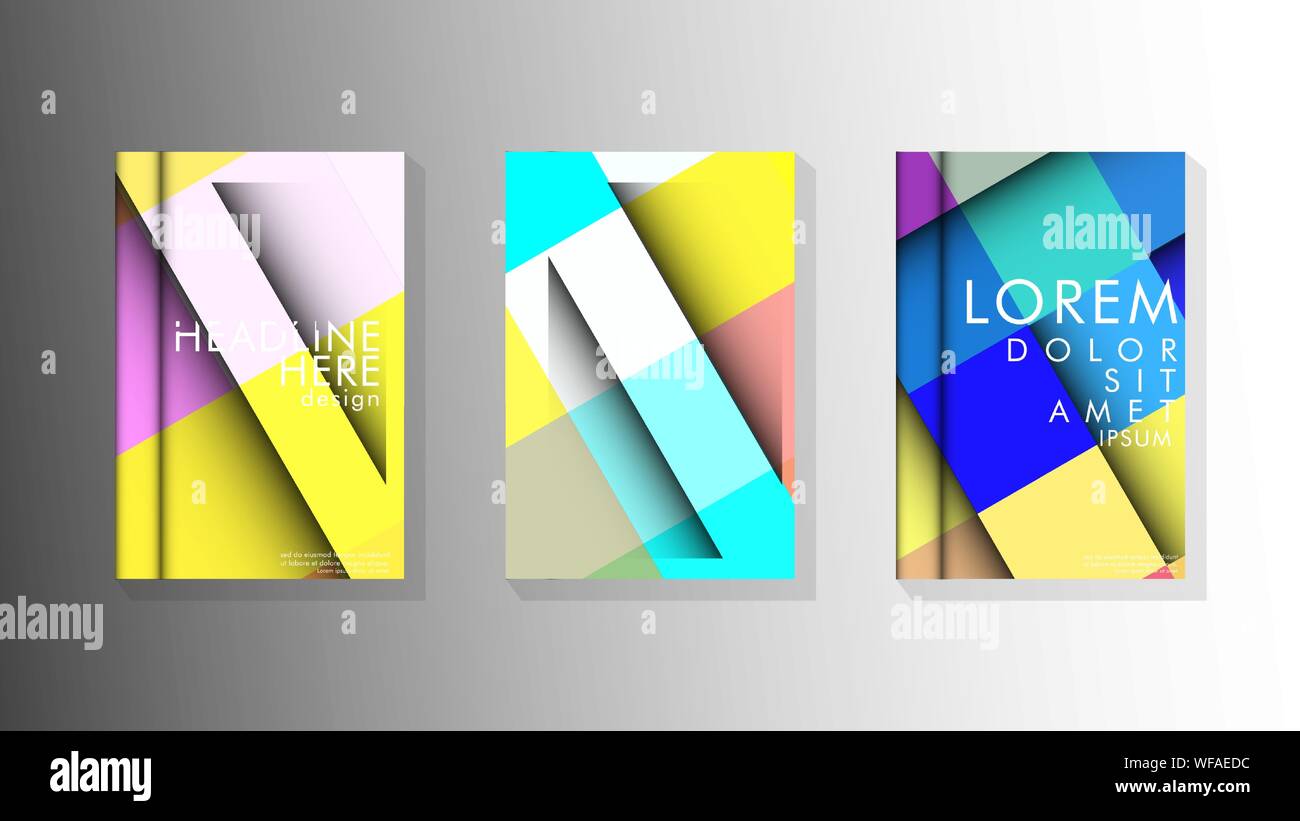 Vector collection book with colorful background shapes. printing design ...