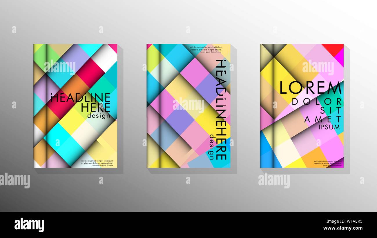 Vector collection book with colorful background shapes. printing design ...