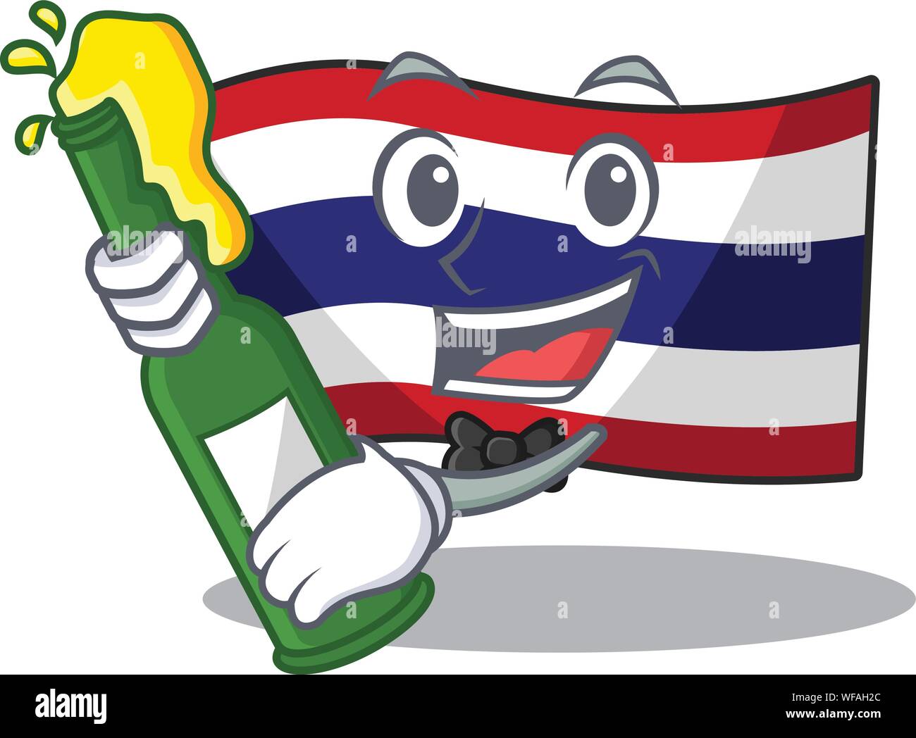 With beer flag thailand cartoon is hoisted on character pole Stock ...