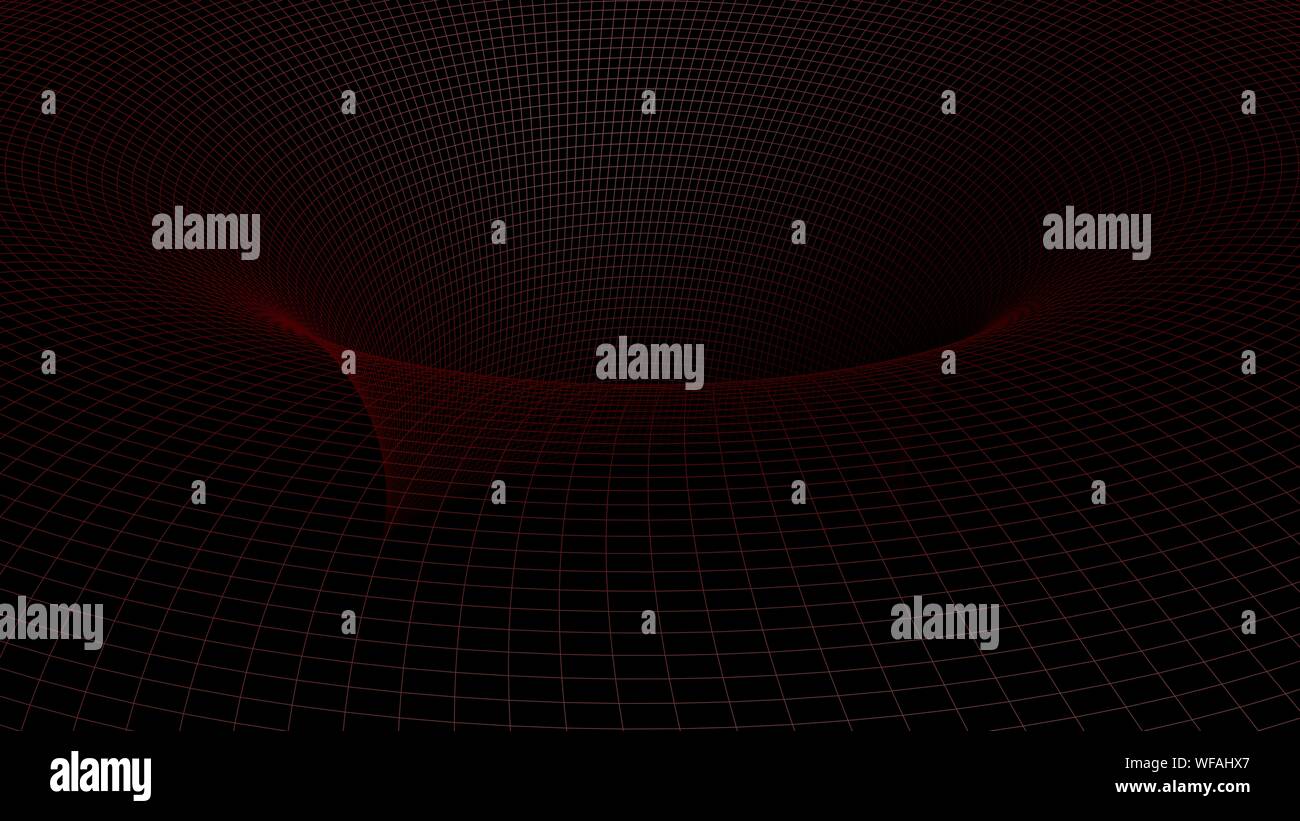 Red grid mathematical surface on black background - 3D rendering ...