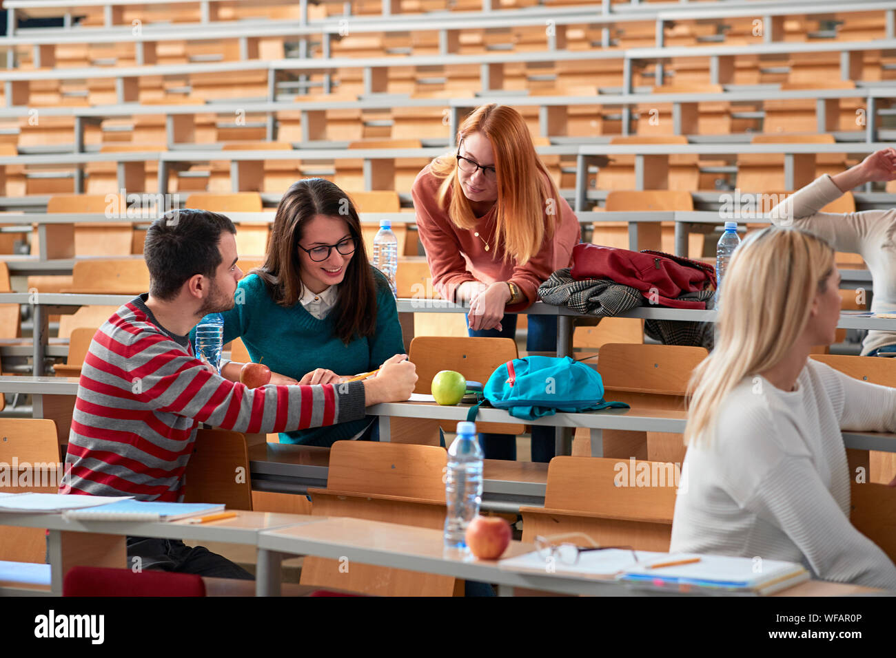 young friends students studying together at university campus Stock ...
