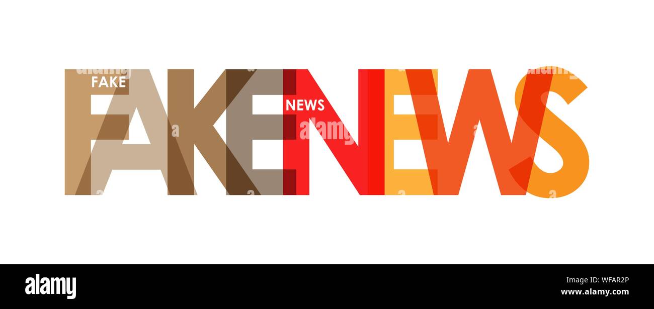 FAKE NEWS. Color colorful banner, lowercase letters, simple design ...