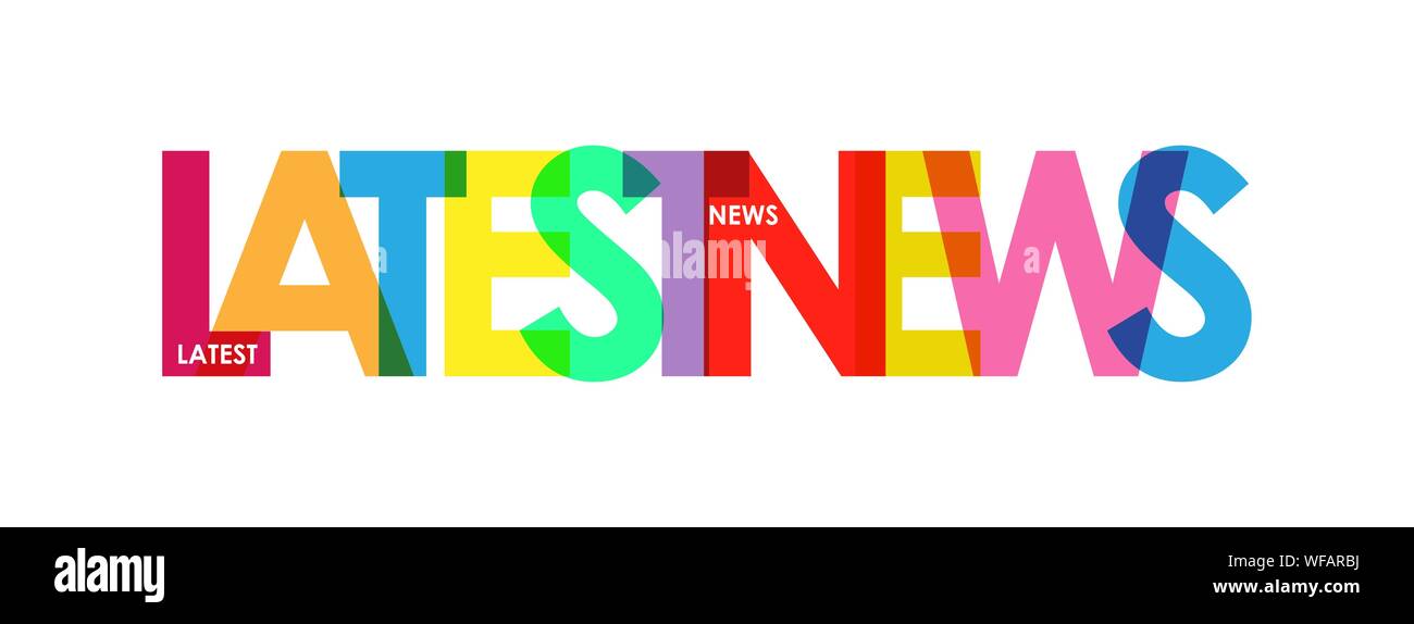 LATEST NEWS. Color colorful banner, lowercase letters, simple design ...