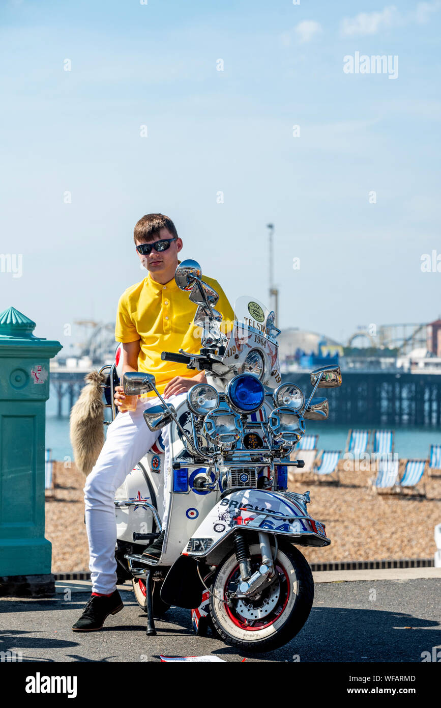 The annual mod weekender on Brighton seafront Stock Photo - Alamy