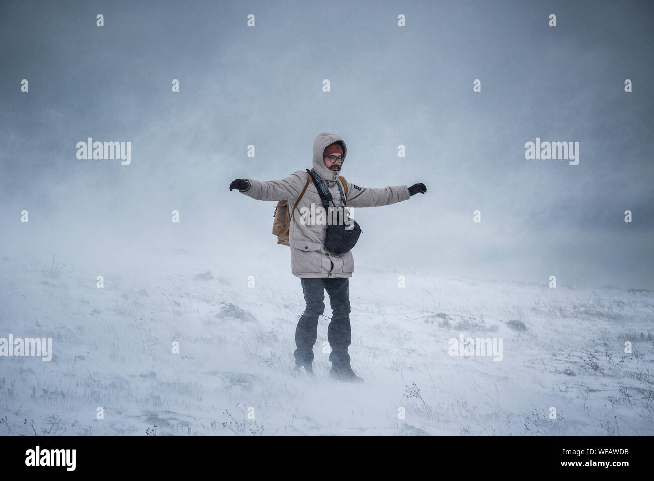 Man Shivering Snow High Resolution Stock Photography and Images - Alamy
