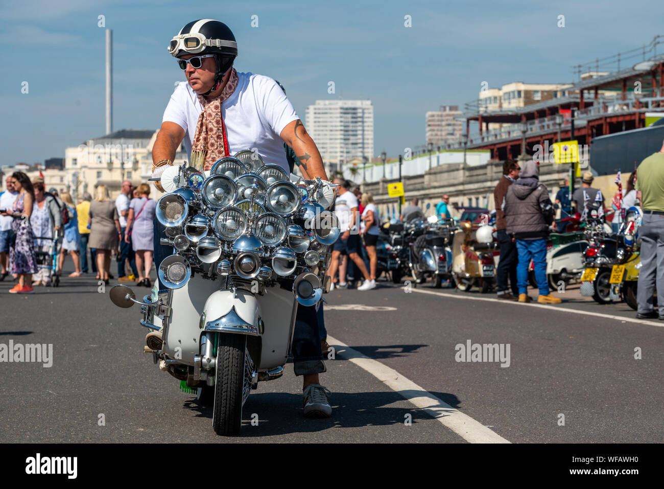 The annual mod weekender on Brighton seafront Stock Photo - Alamy