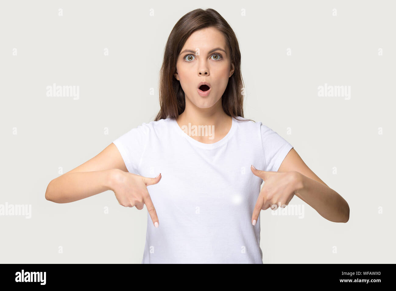 Surprised point finger hi-res stock photography and images - Alamy