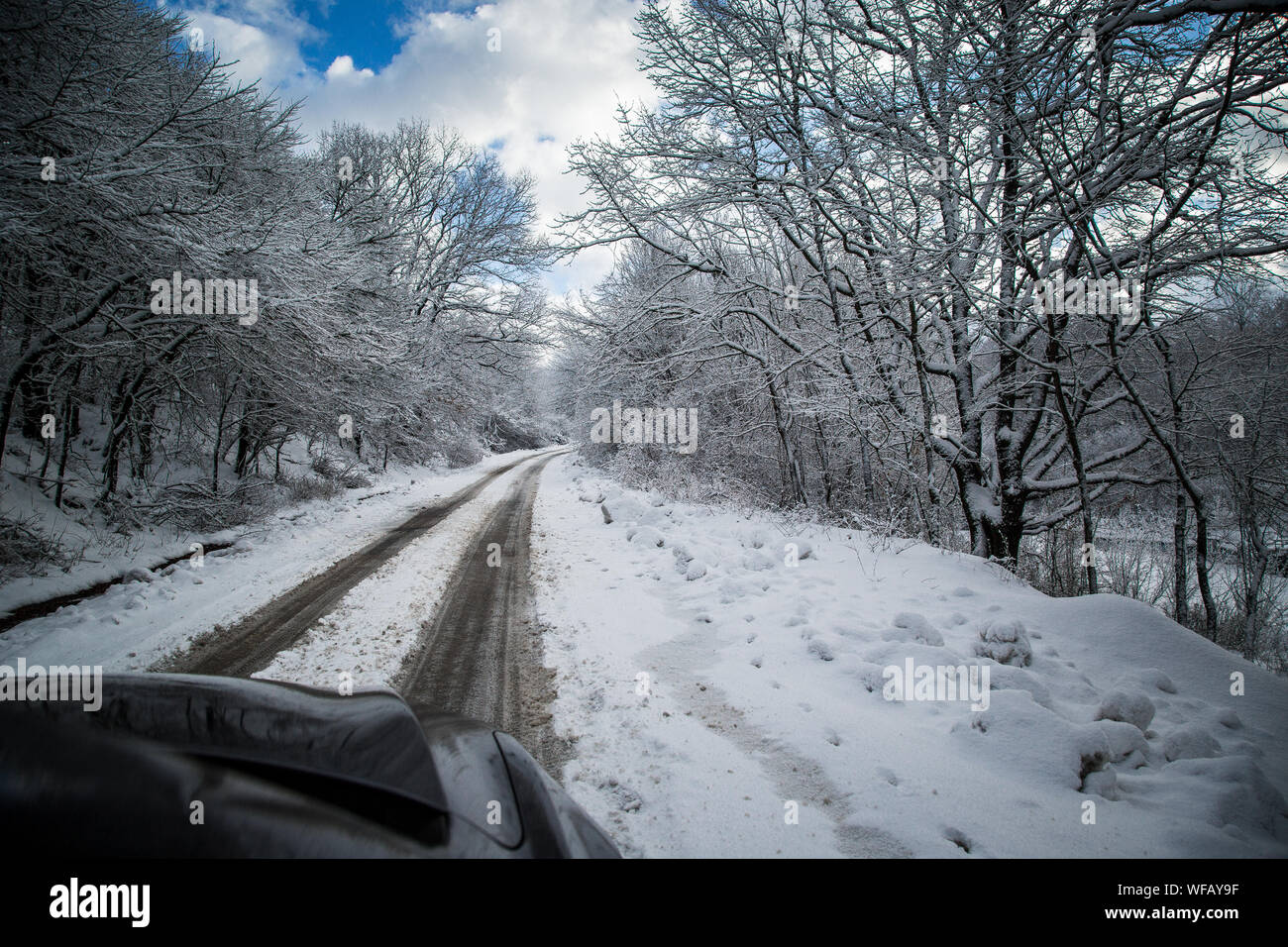 Winter Driving - Winter Road Country road leading through a winter ...