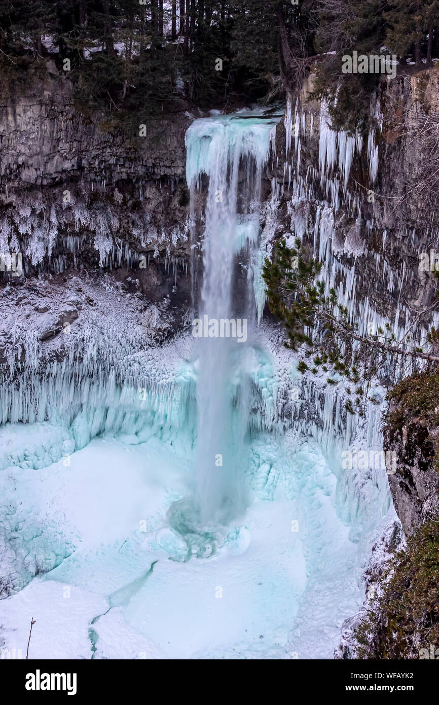 Beautiful, colorful frozen waterfall . Stunning winter scene. Awesome ...