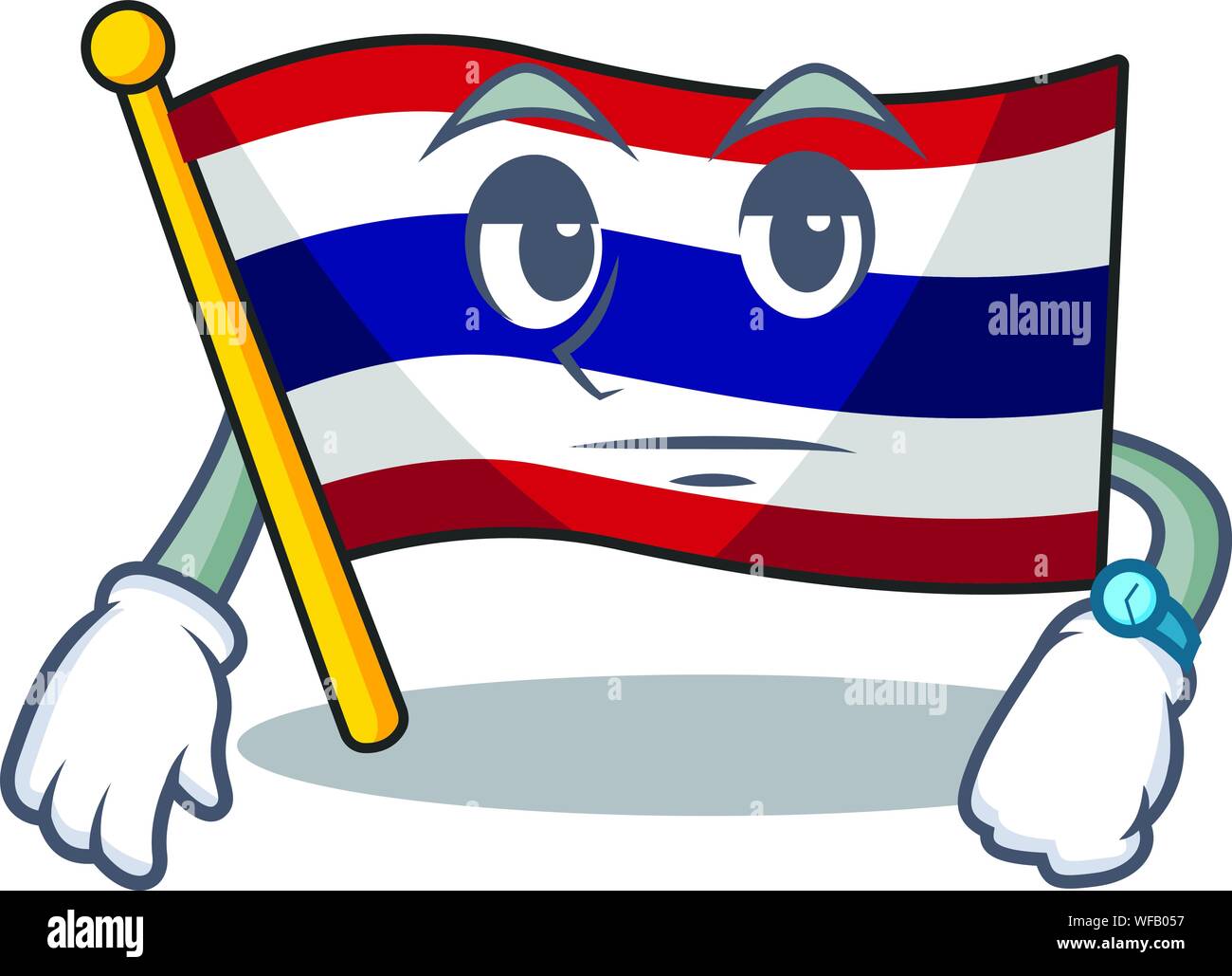 Waiting flag thailand cartoon is hoisted on character pole Stock Vector ...