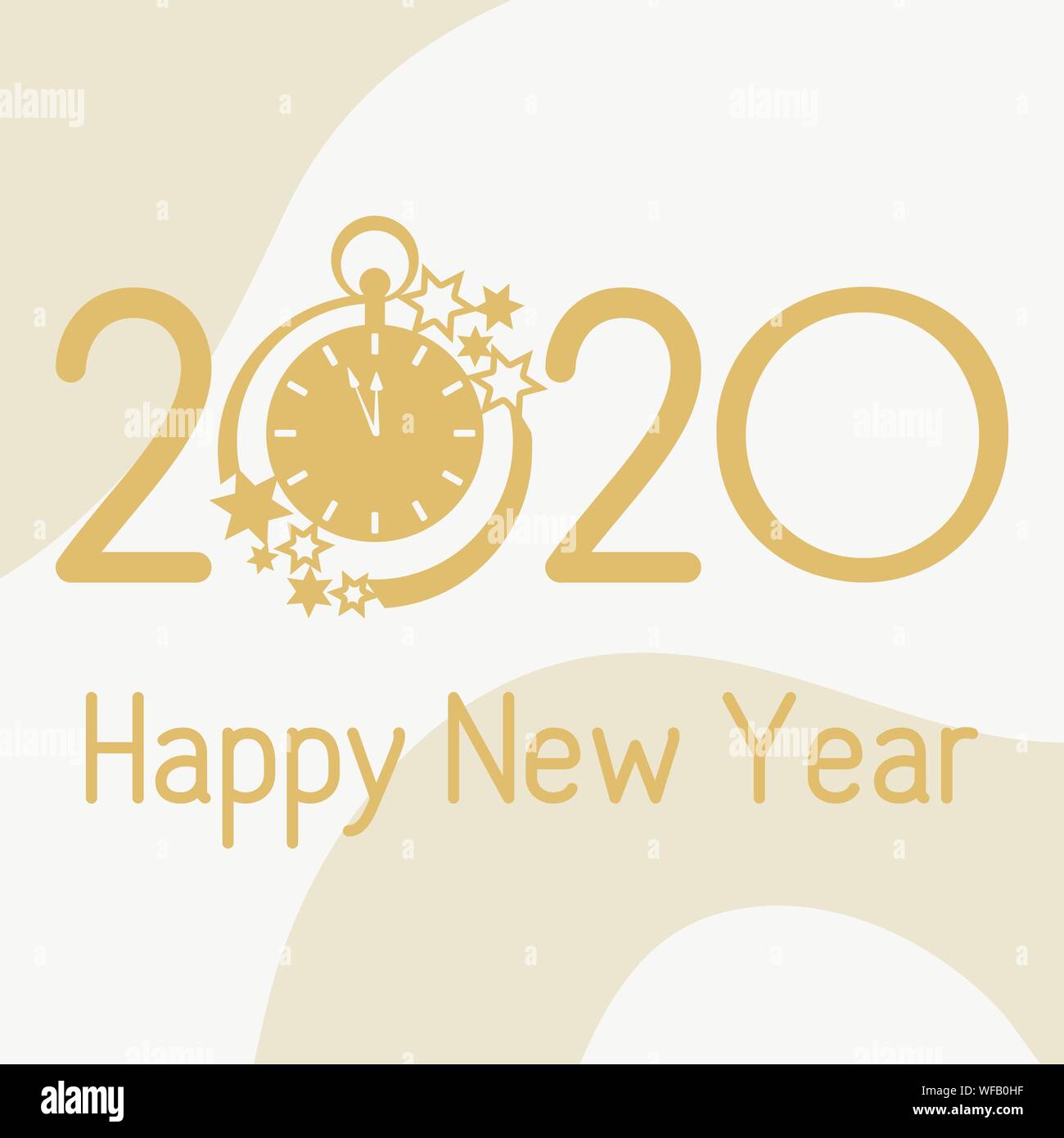 Happy new year. Vector illustration with 2020 year numbers, clock and ...